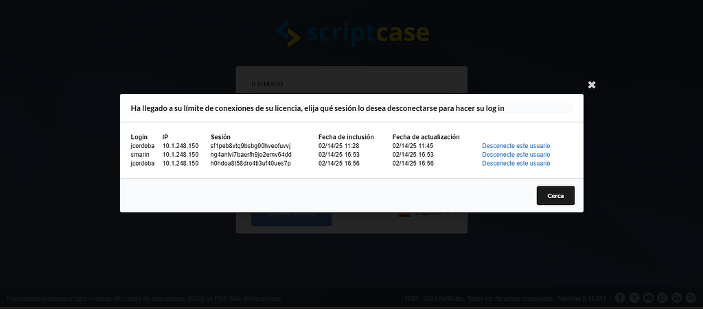 Problemas para mantener la sesión abierta - General - Scriptcase Low-code