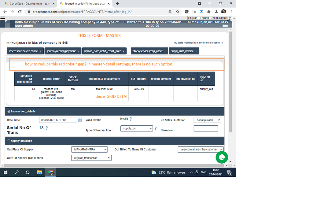 Master detail --> form - grid border - Forms - Scriptcase Low-code