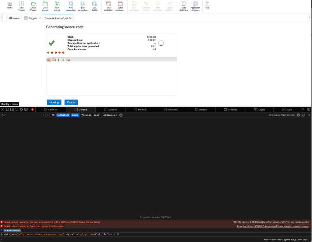Scriptcase generate app still hanging - Bugs - Scriptcase Low-code