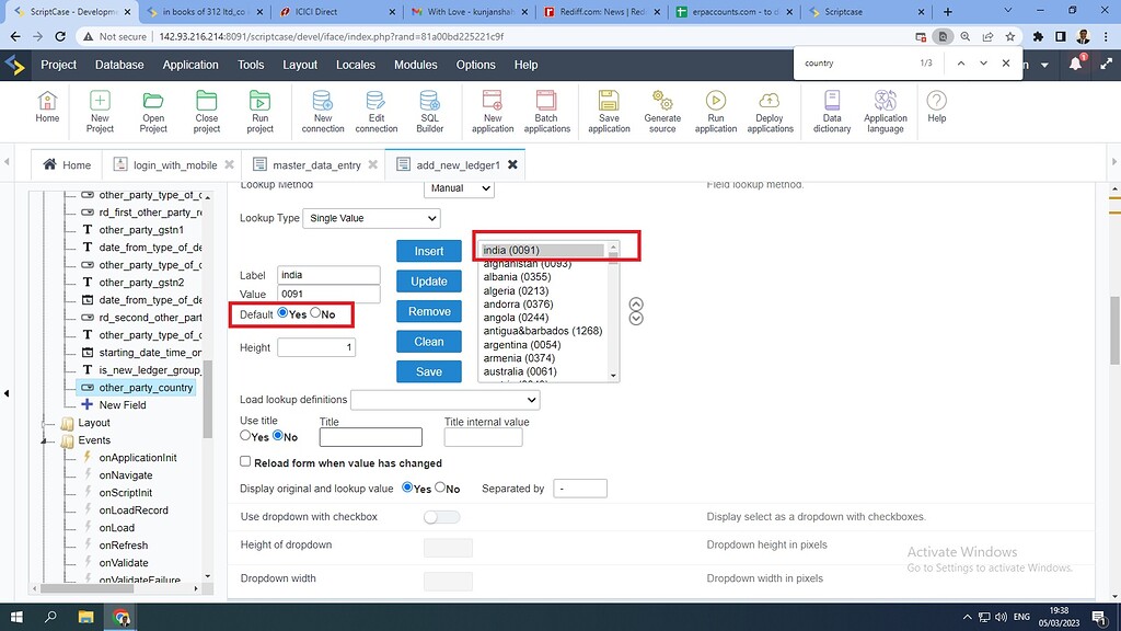 Form-> default selection not working - Forms - Scriptcase Low-code