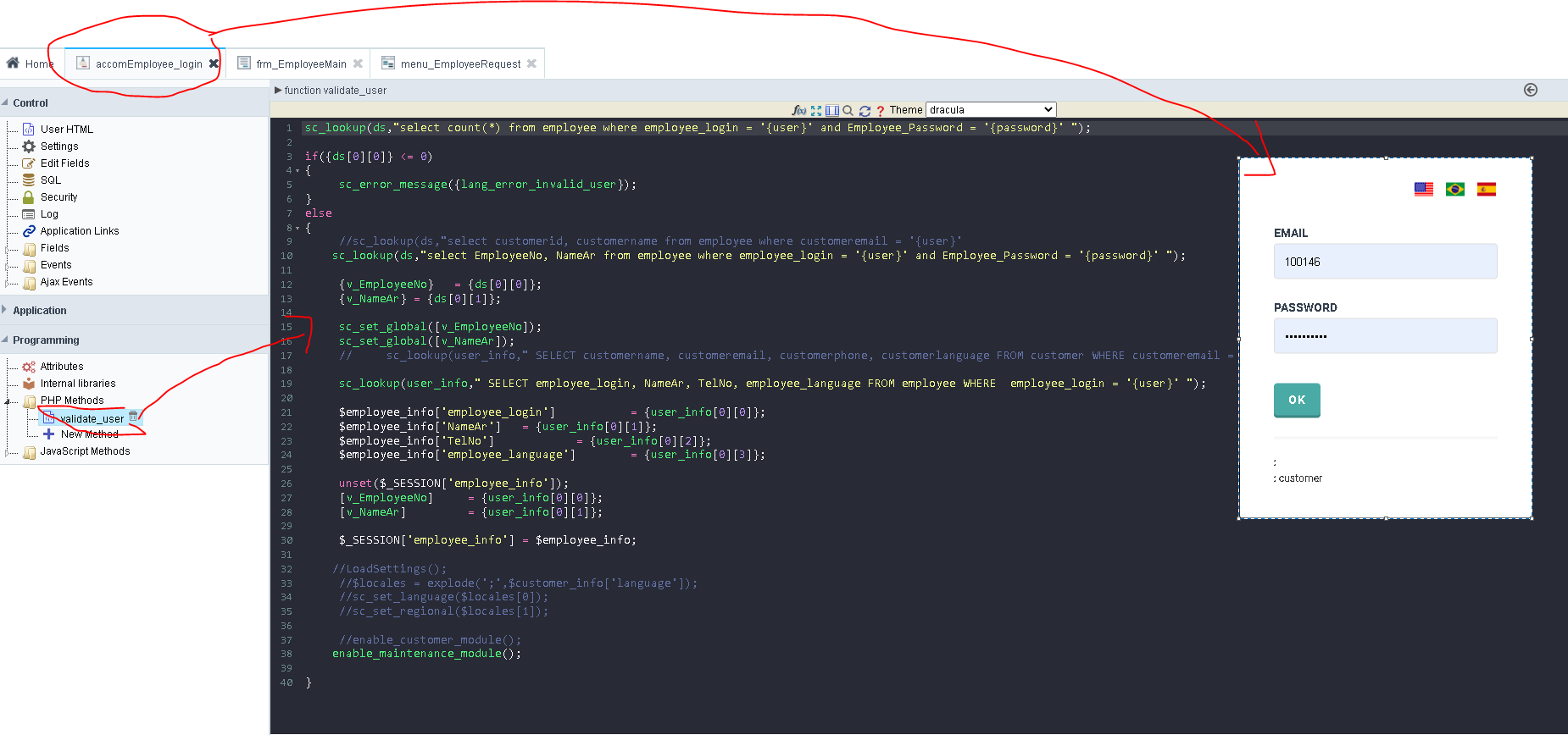User login control to open form with for this user - Bugs - Scriptcase Low-code